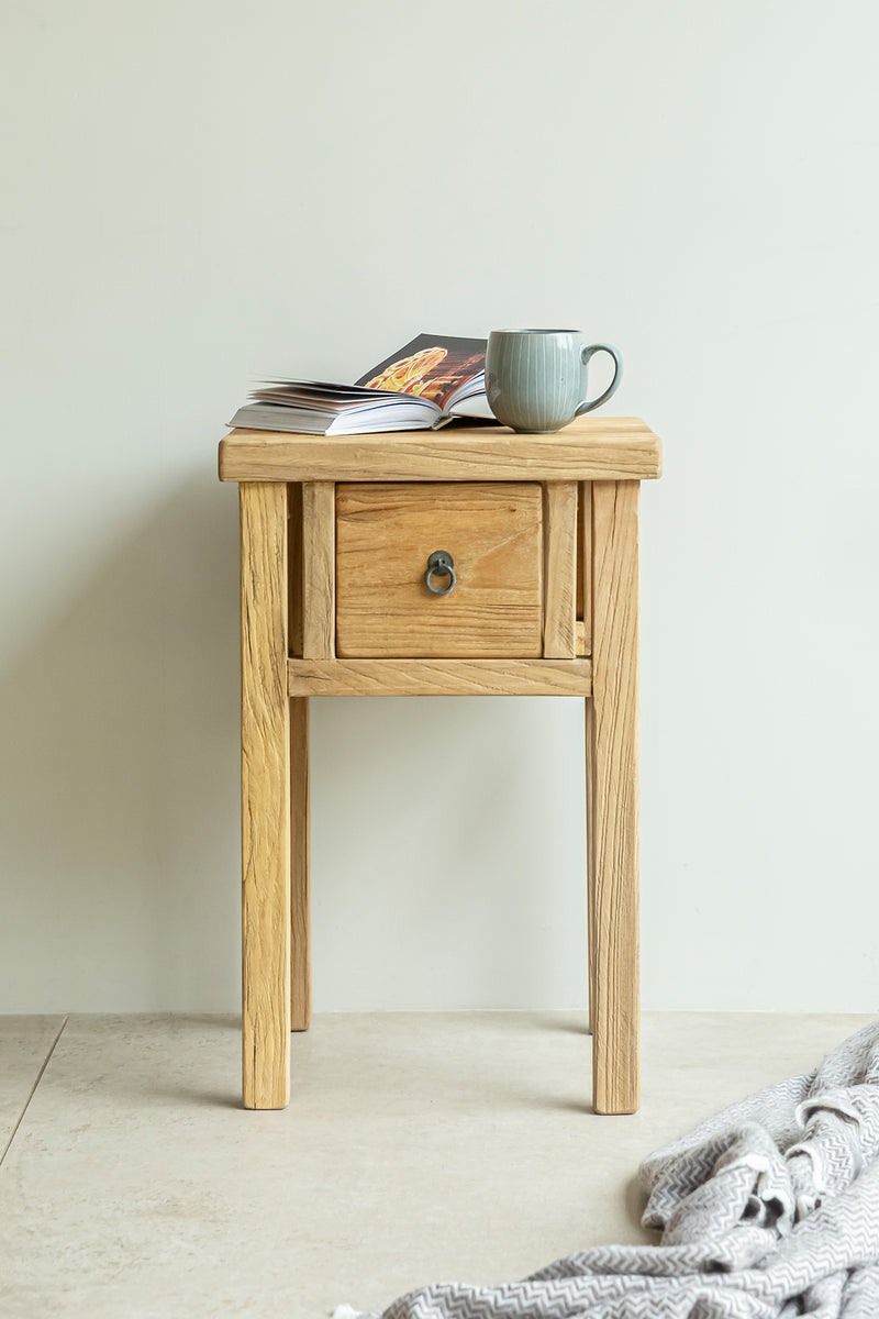 Percy Elm Bedside Table - Cotswold Grey